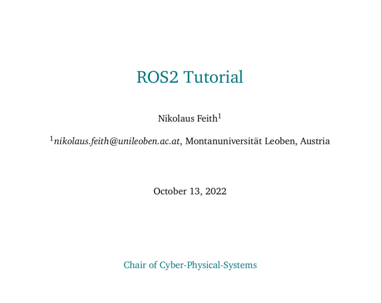 ROS2 Tutorial | Chair of Cyber-Physical-Systems